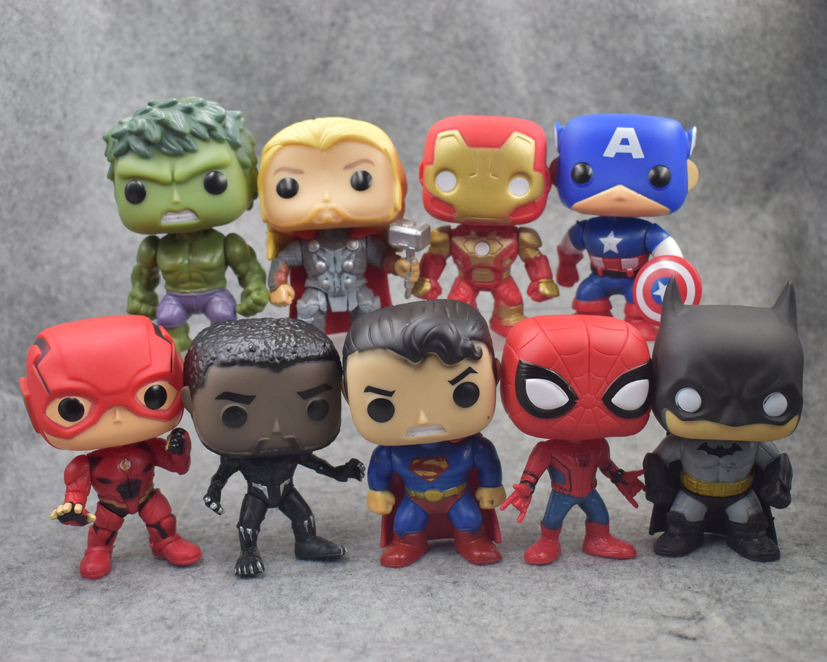 Kit Funko Pop Marvel e DC 9 Pecas Loja Toys Collections